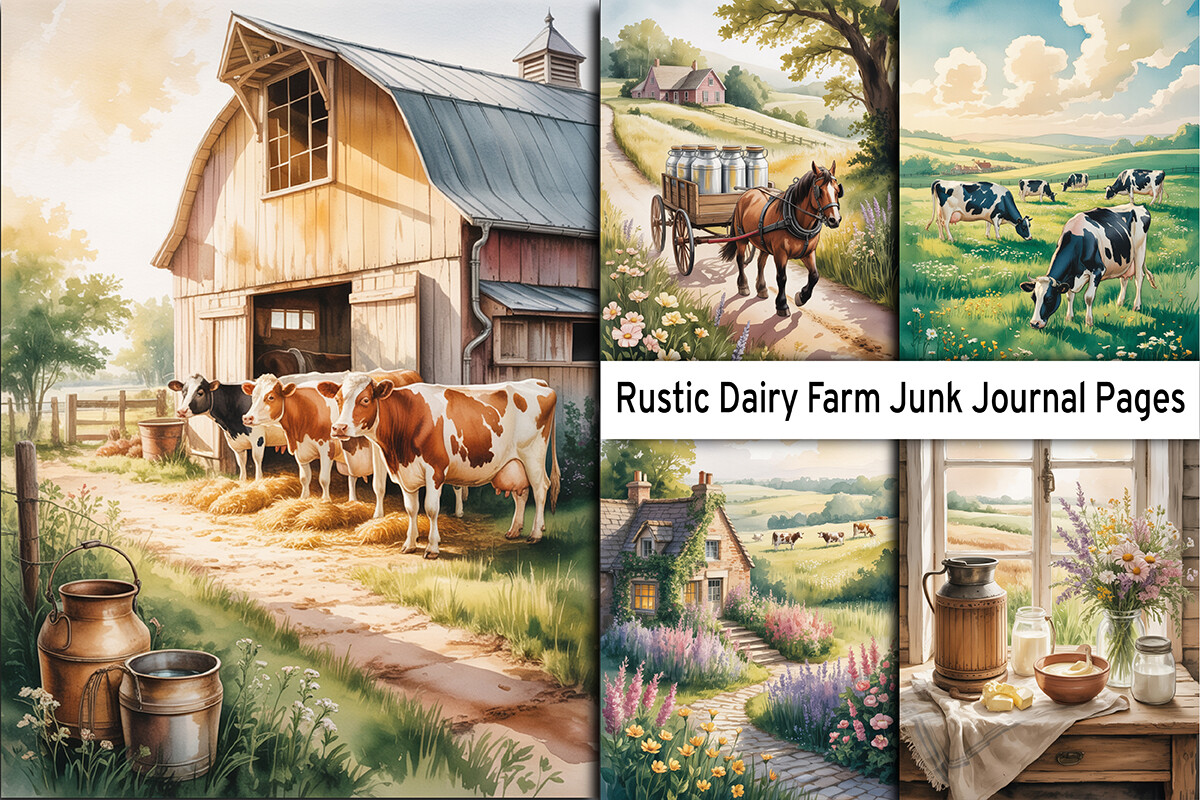 Rustic Dairy Farm Junk Journal Pages Graphic by Designs_Studio4 ...