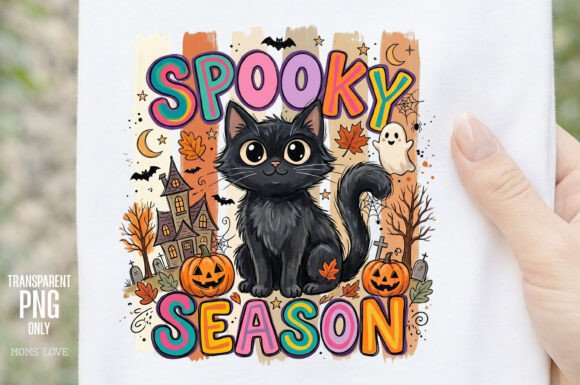 Spooky Season Black Cat PNG Graphic by Moms Love · Creative Fabrica