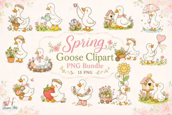 Spring Goose Clipart PNG Bundle Graphic by Hassas Arts · Creative Fabrica