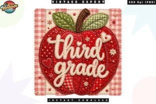Third Grade Patchwork Apple PNG Graphic by Vintage Expert · Creative ...