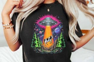 Ufo Cow Abduction Space Neon Art Graphic by gregoraciiart · Creative ...