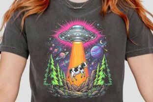 Ufo Cow Abduction Space Neon Art Graphic by gregoraciiart · Creative ...