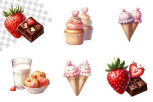Valentine Food Pairs Clipart Graphic by DreamArt · Creative Fabrica