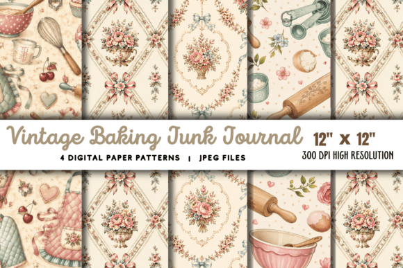 Antique Botanical Junk Journal Pattern Graphic by Styled Stock Mock ...