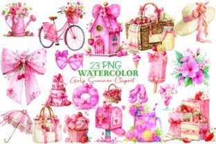 Watercolor Girly Summer Clipart Graphic by Artoya · Creative Fabrica