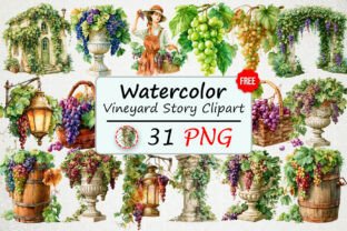 Watercolor Vineyard Story Clipart Graphic by Sohelrana99 · Creative Fabrica