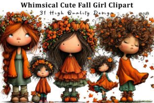Whimsical Cute Fall Girl Clipart Graphic by daily.arts · Creative Fabrica