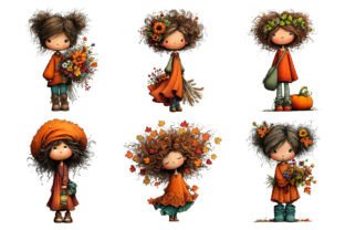 Whimsical Cute Fall Girl Clipart Graphic by daily.arts · Creative Fabrica