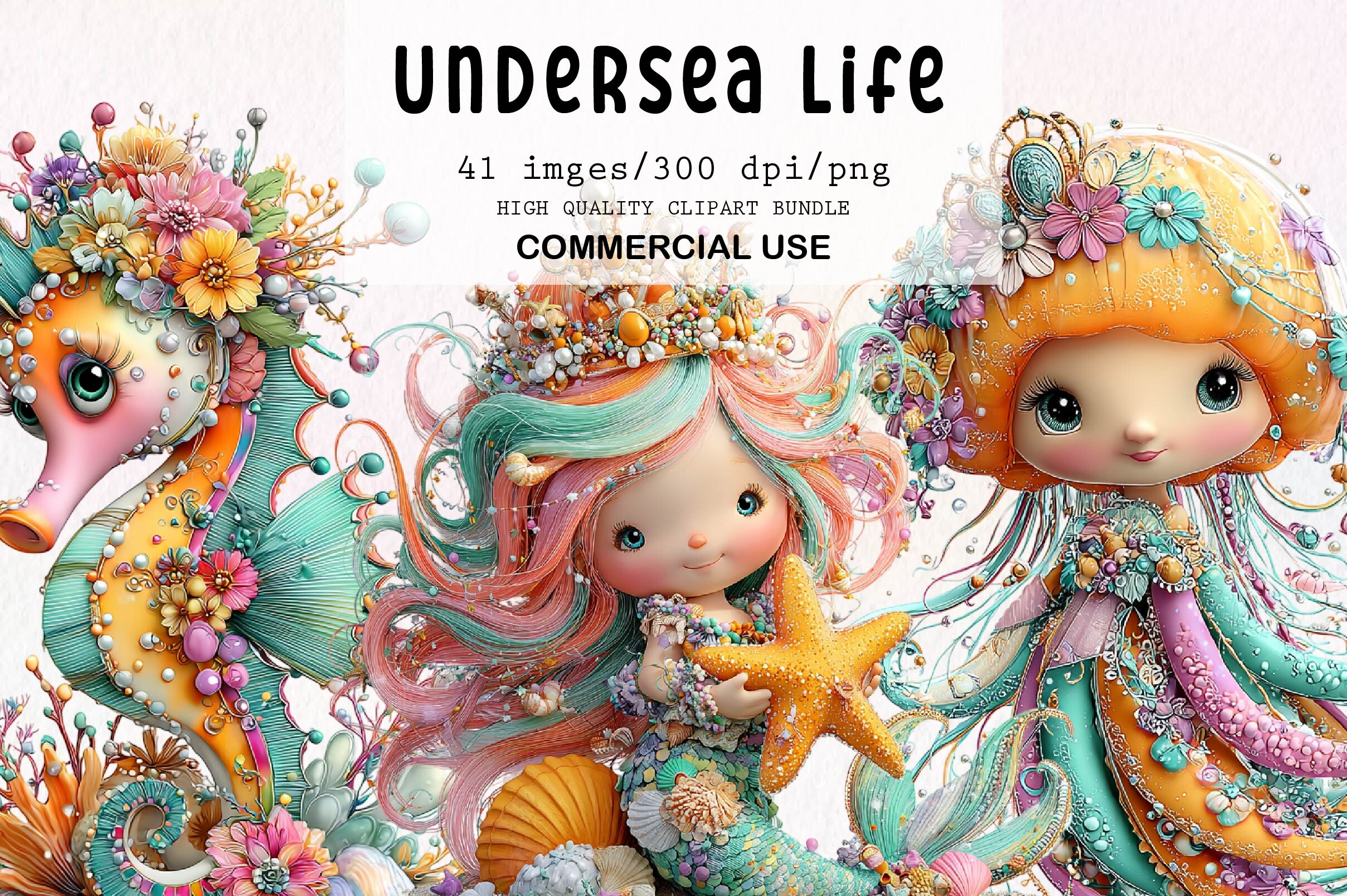 Whimsical Pink Undersea Life PNG Clipart Graphic by Print Magic ...