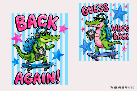 Back Again Gator PNG, Stripes School Png Graphic by Black Gallery Art ...
