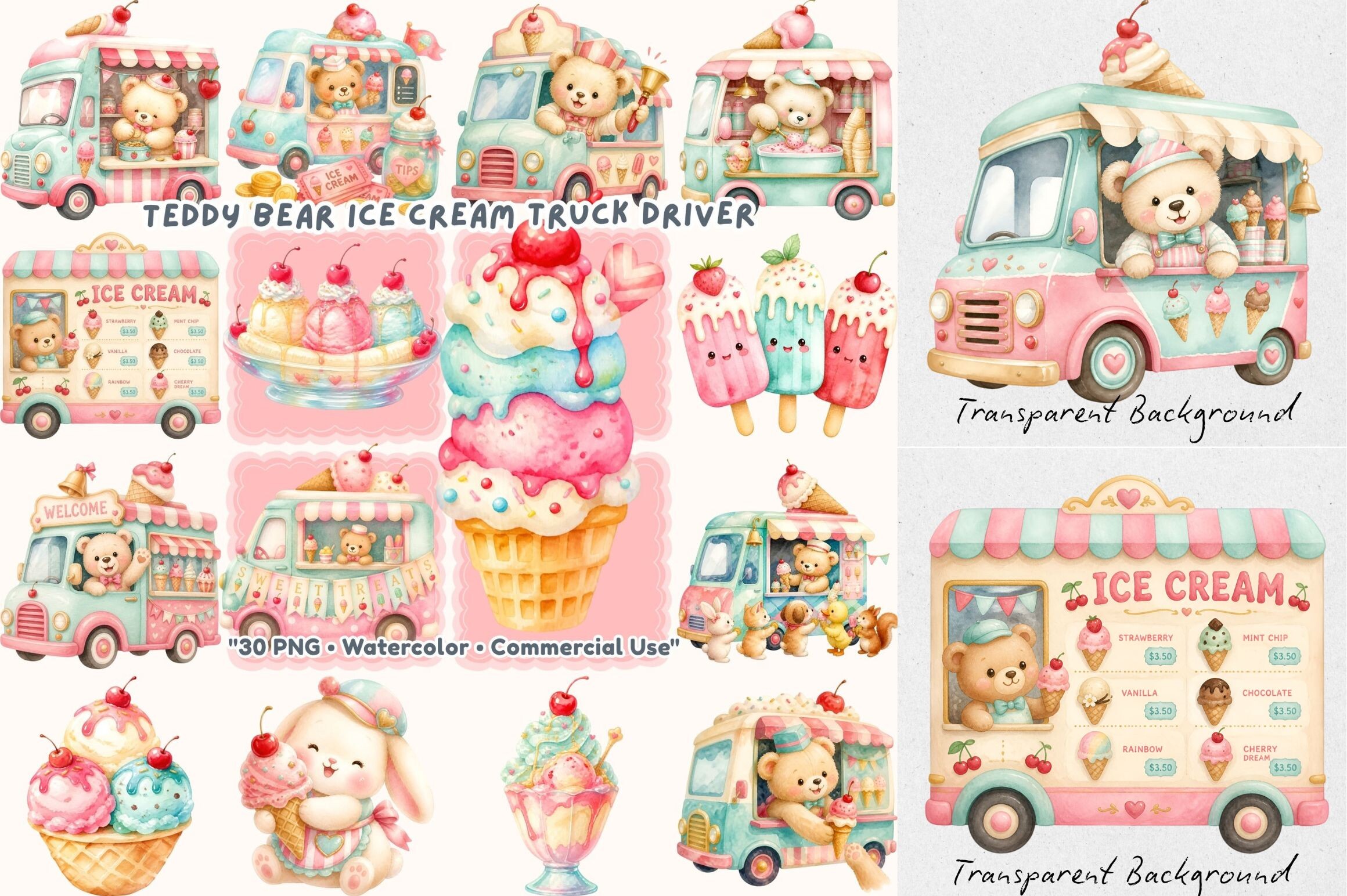 Coquette Bear Ice Cream Truck Driver Png Graphic by JidapaDesign ...