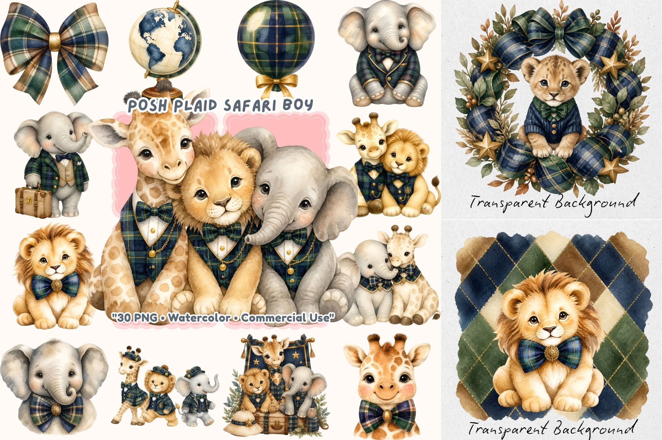 Coquette Posh Plaid Safari Boy Clipart Graphic by JidapaDesign ...