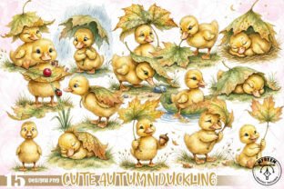 Cute Autumn Duckling Clipart PNG Graphic by mfreem · Creative Fabrica