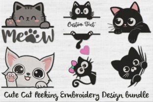 Cute Cat Peeking Embroidery Design Bundl · Creative Fabrica