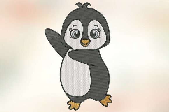 Dancing Penguin Embroidery Design · Creative Fabrica