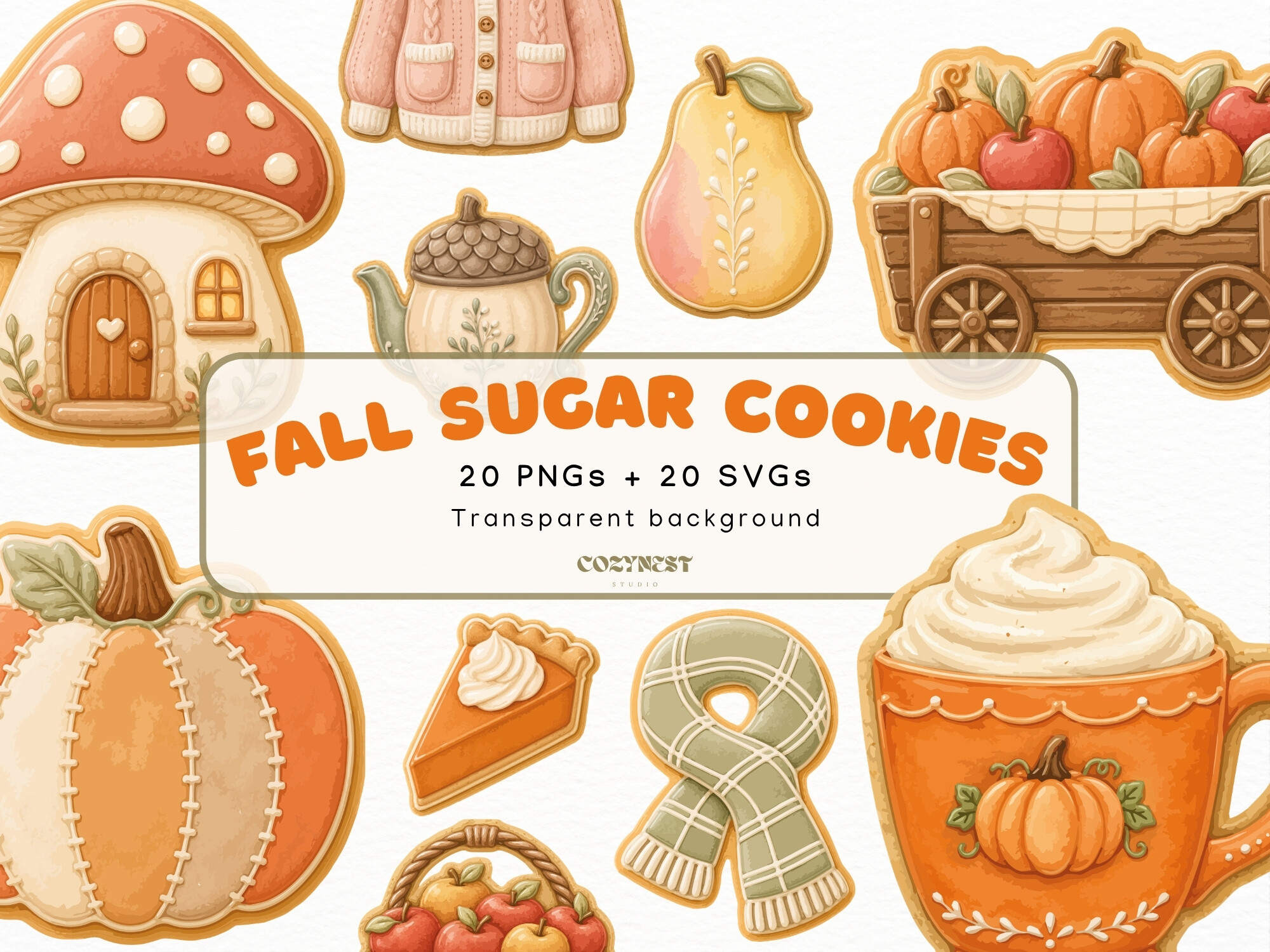 Fall Sugar Cookie Cliparts, Autumn PNG Graphic by CozyNest Studio ...