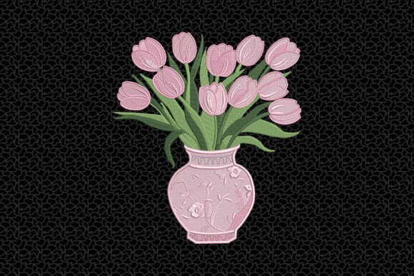 Flower Vase Embroidery · Creative Fabrica