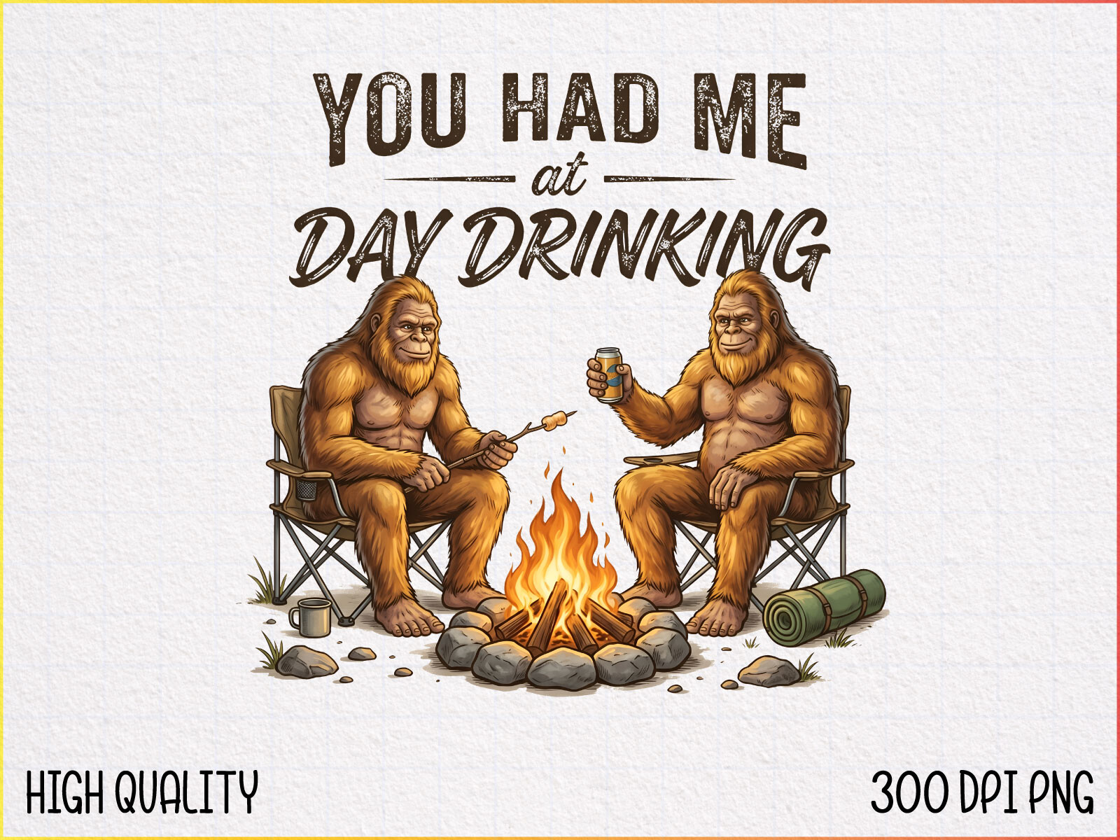 Funny Bigfoot Camping PNG Graphic by ns_yeasmin · Creative Fabrica