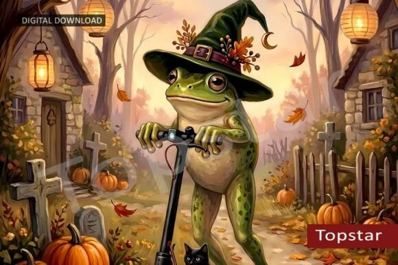 Halloween Frog Witch Fall Season Decor Graphic by Topstar · Creative ...