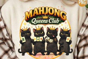 Mahjong Queens Club Cute Black Cats PNG Graphic by Ayla Prints ...