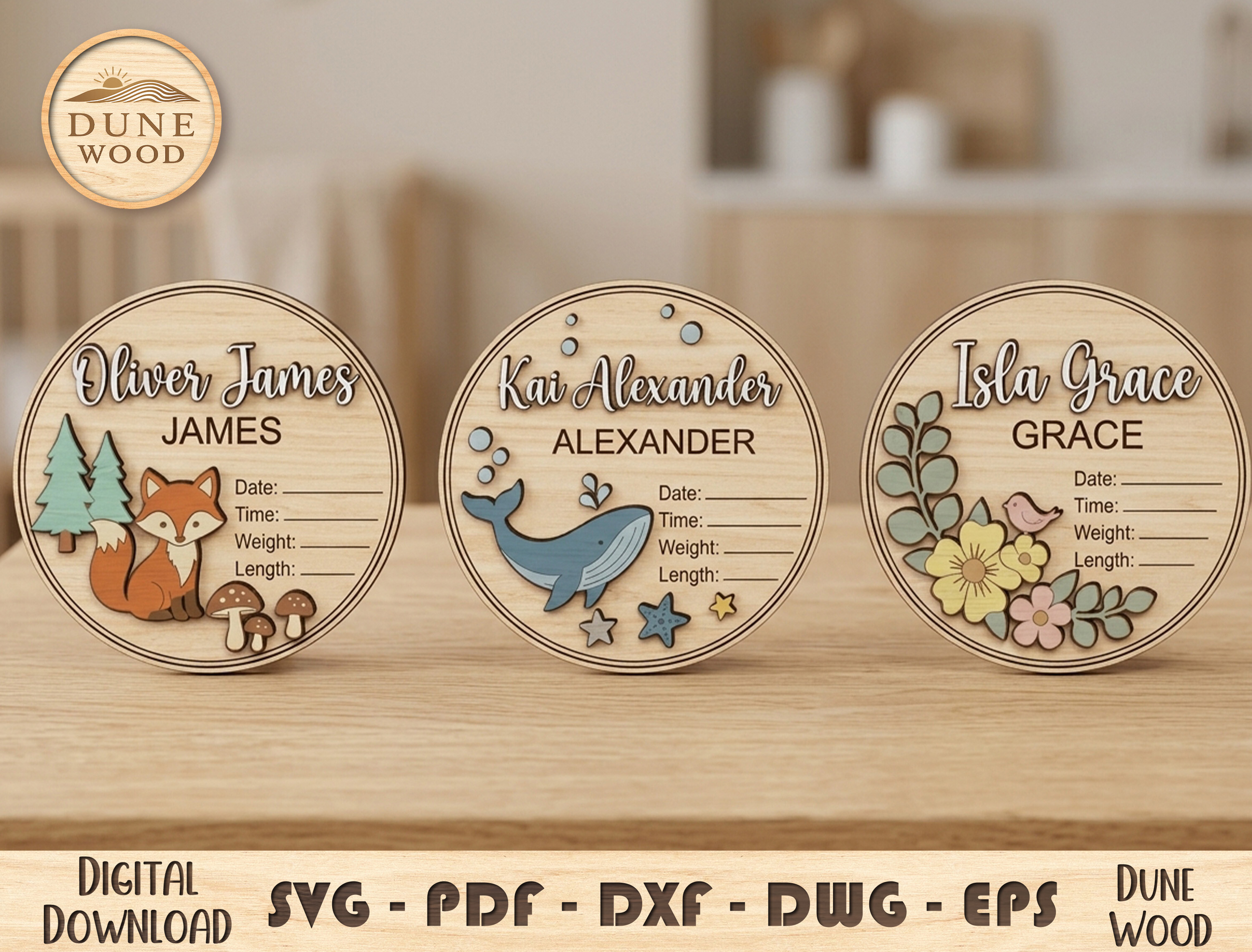 Personalized Baby Birth Round Sign SVG B · Creative Fabrica