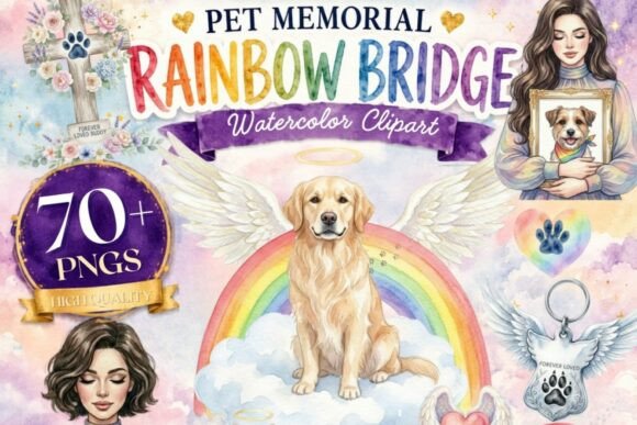 Pet Memorial Rainbow Bridge Clipart | 70 Graphic by Tanya Kart ...