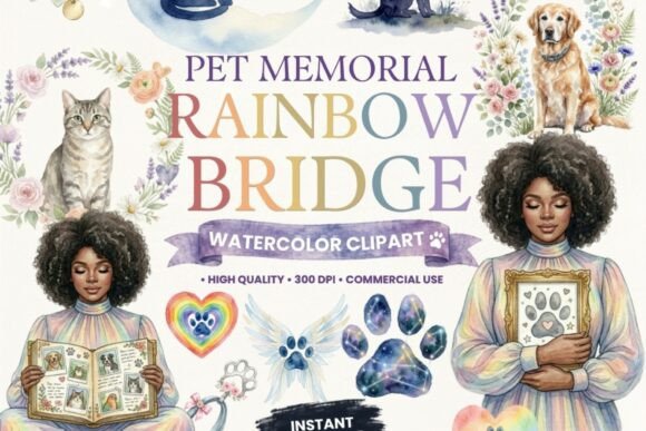 Pet Memorial Rainbow Bridge Clipart Graphic by Tanya Kart · Creative ...