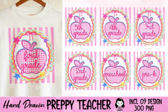 Preppy Teacher Grade Pink Plaid Apple Graphic by Cat Lady · Creative ...