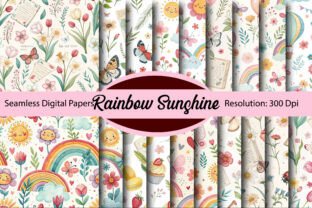 Rainbow Sunshine Seamless Digital Paper Graphic by Colourful · Creative ...