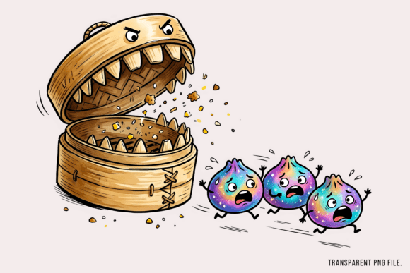Retro Chasing Dumpling Png, Trendin PNG Graphic by Black Gallery Art ...
