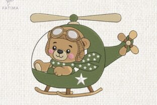 Teddy Bear Helicopter Embroidery Design · Creative Fabrica