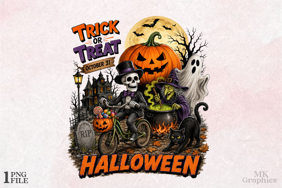 Trick or Treat Halloween PNG Design Graphic by MK Graphics · Creative ...