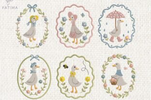 Vintage Goose Embroidery Design Set · Creative Fabrica