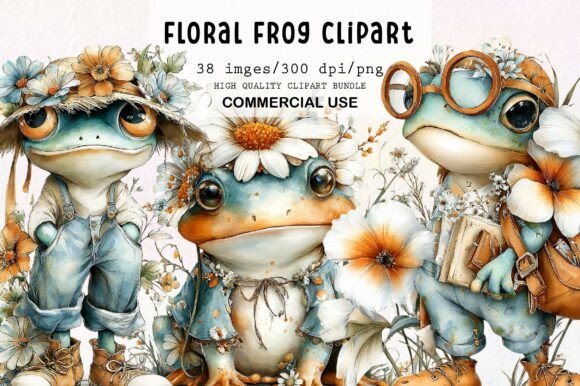 Whimsical Floral Frog Clipart Graphic by Print Magic · Creative Fabrica