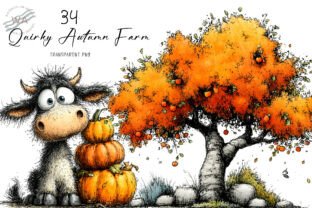 Whimsical Quirky Autumn Farm Clipart Graphic by WatercolorArtist ...