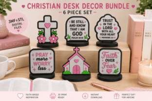 6 X Christian Desk Decor 3d Print Bundle · Creative Fabrica