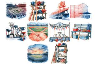 Baseball Season Watercolor Clipart Set Graphic by Whimsy Bloom Co ...