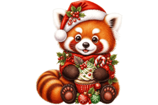 Cute Christmas Red Panda Clipart Graphic by dogstar4535 · Creative Fabrica
