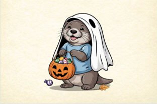 Cute Ghost Otter Clipart PNG Graphic by lazy kitty · Creative Fabrica