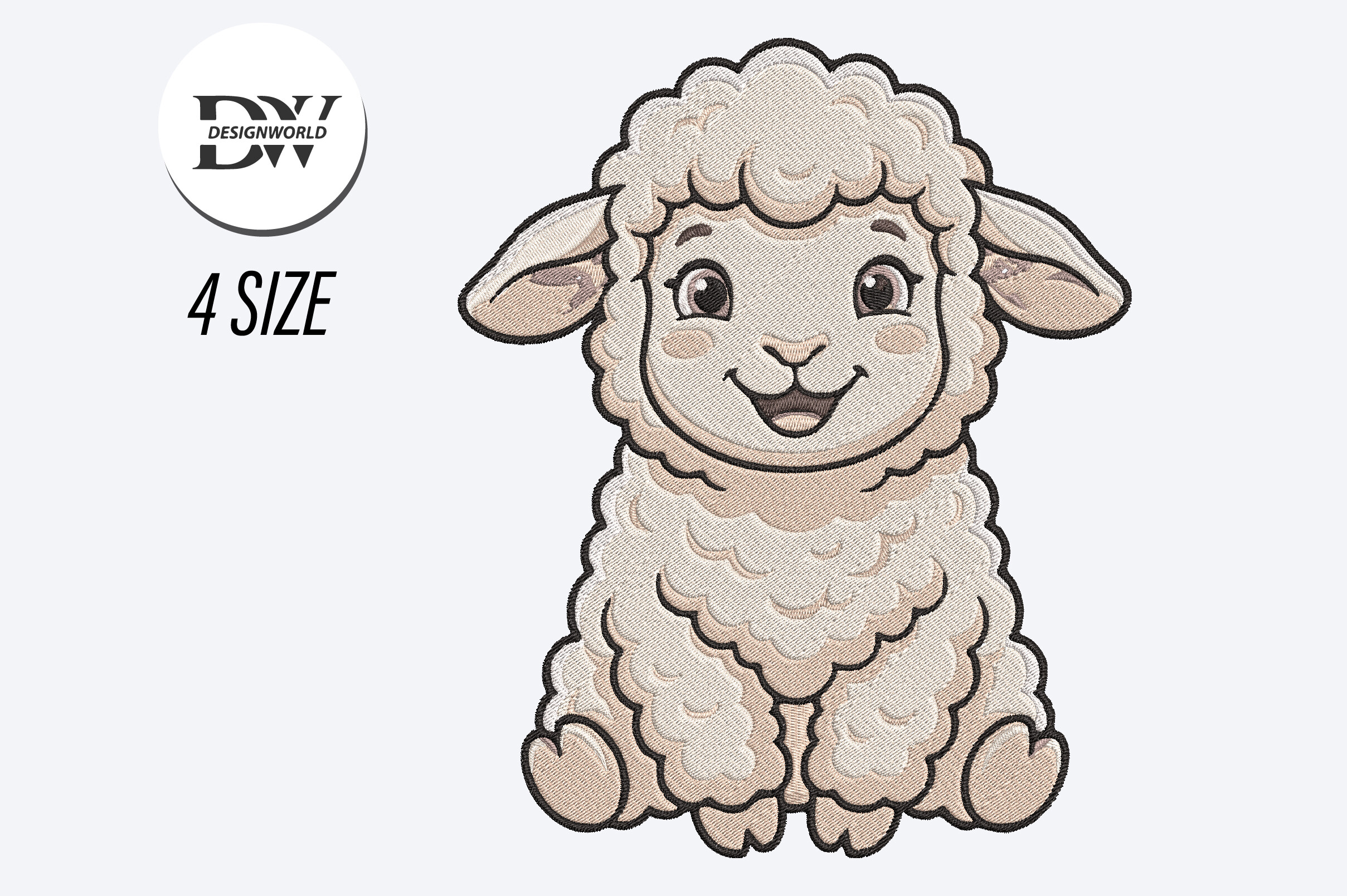 Happy Baby Sheep Embroidery Design · Creative Fabrica