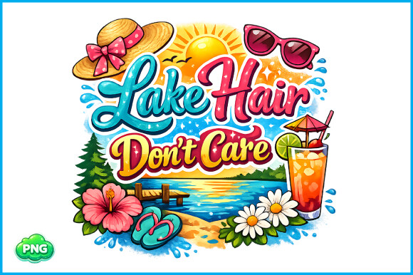 Lake Hair Don't Care PNG Summer Design Graphic by DIGITAL DESIGN SHOP ...