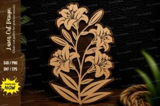 Lily Flower Silhouette Laser Cut Svg Des · Creative Fabrica