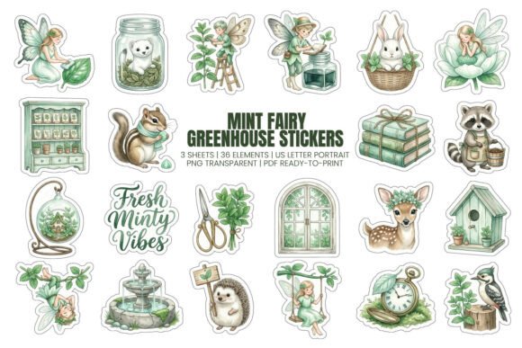 Mint Fairy Greenhouse Stickers Graphic by mbaknike · Creative Fabrica