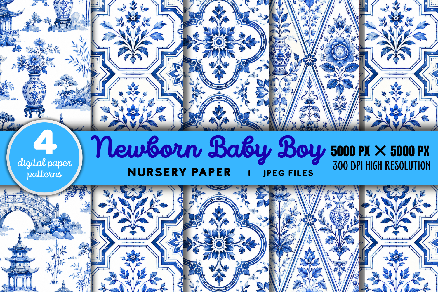 Newborn Baby Boy Nursery Pattern Graphic by Styled Stock Mock ...
