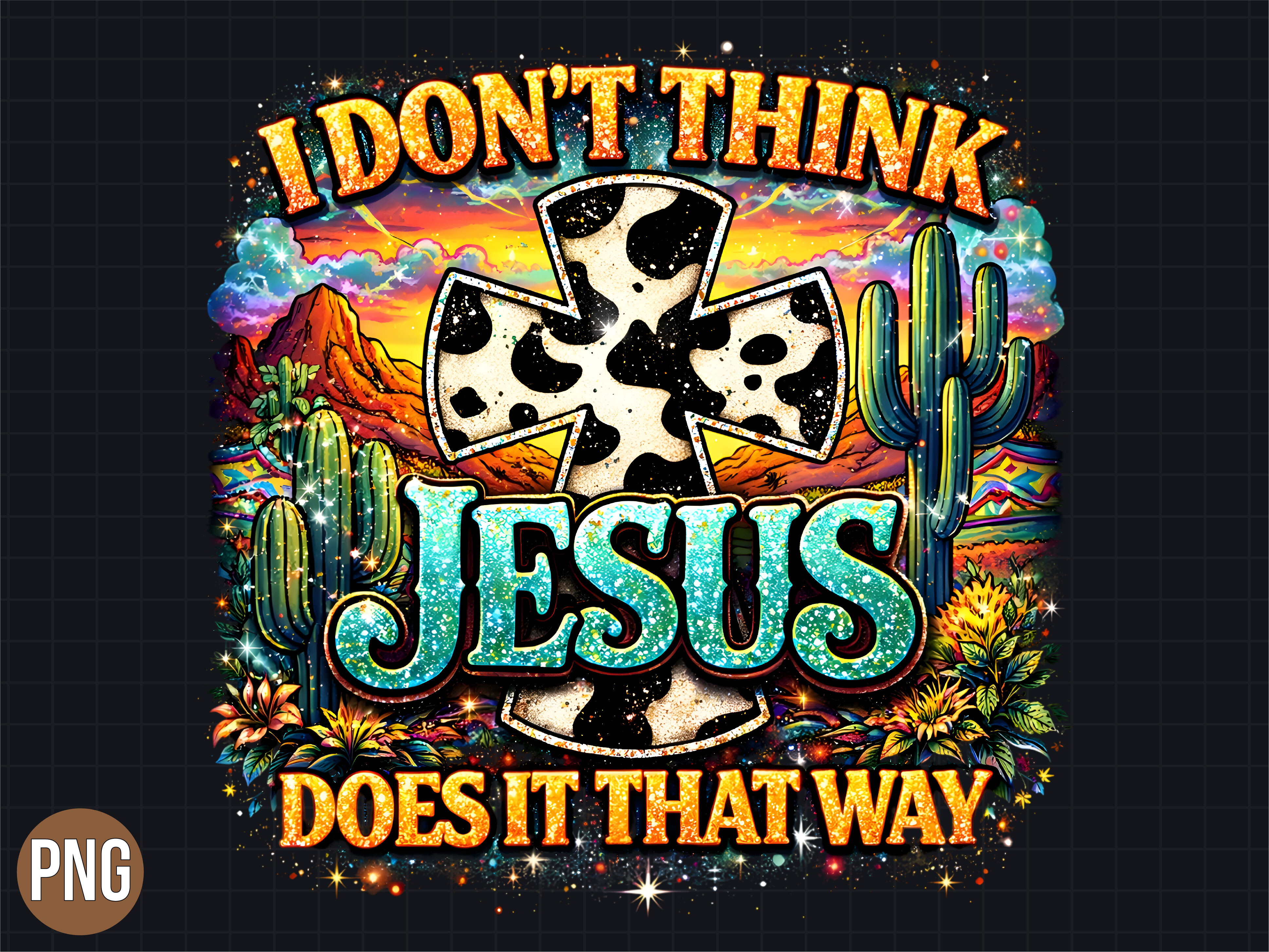 Retro Western Jesus Cowhide PNG Tshirt Graphic by Aria Creates ...