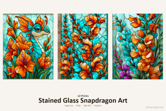 Stained Glass Snapdragon Art Graphic by Velvet.Sparrow · Creative Fabrica