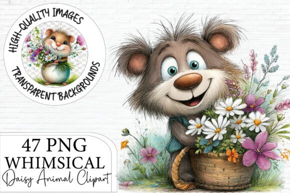 Whimsical Daisy Animal Clipart Bundle Graphic by Artoya · Creative Fabrica