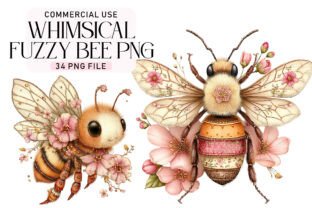 Whimsical Fuzzy Bee PNG Clipart Bundle Graphic by Daily.Designs ...