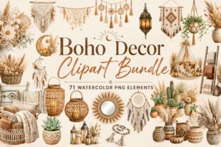 Boho-decor-watercolor-png-bundle-71-pack Graphic by mhmizan · Creative ...