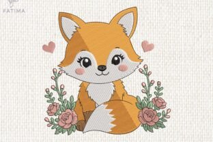 Baby Fox Floral Garden Embroidery Design · Creative Fabrica